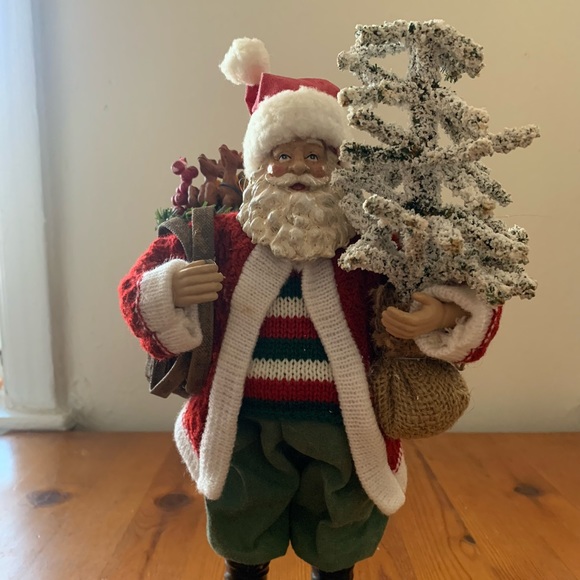 Holiday | Vintage Santa Claus With Toy Bag And Tree 12 Inch Christmas ...
